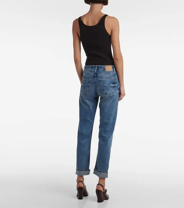 Ag Girlfriend Mid-rise Straight Jeans In Broadway Wash