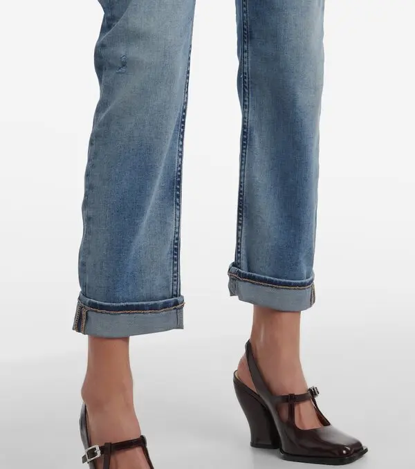Ag Girlfriend Mid-rise Straight Jeans In Broadway Wash
