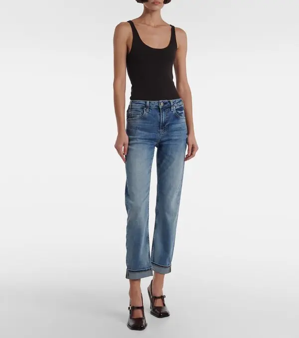 Ag Girlfriend Mid-rise Straight Jeans In Broadway Wash