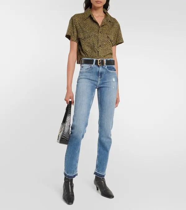 Ag Girlfriend Mid-rise Straight Jeans In Broadway Wash