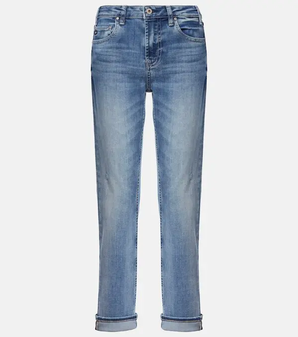 Ag Girlfriend Mid-rise Straight Jeans - Blue