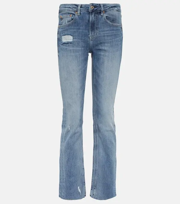 Ag Girlfriend Mid-rise Straight Jeans In Broadway Wash - Blue
