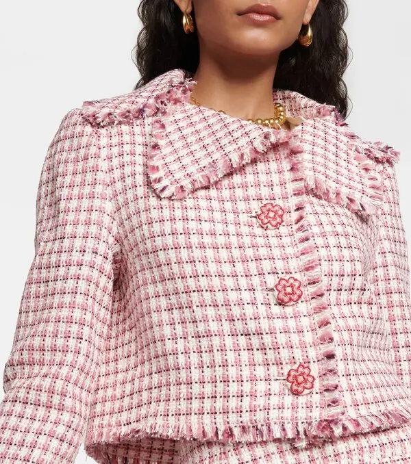 Etro Cropped Houndstooth Wool-blend Jacket