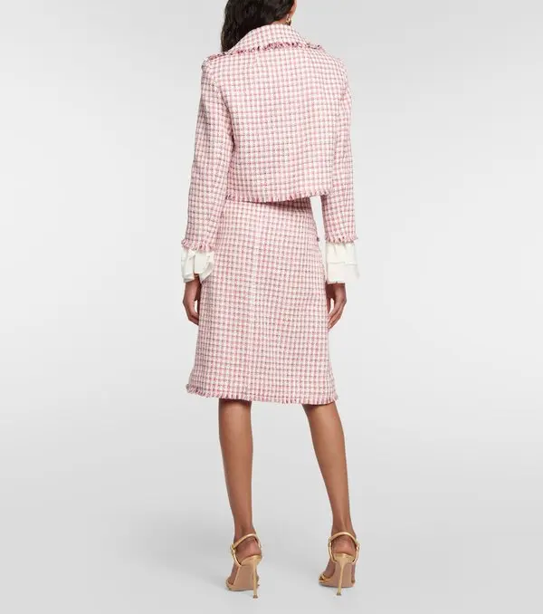 Etro Cropped Houndstooth Wool-blend Jacket