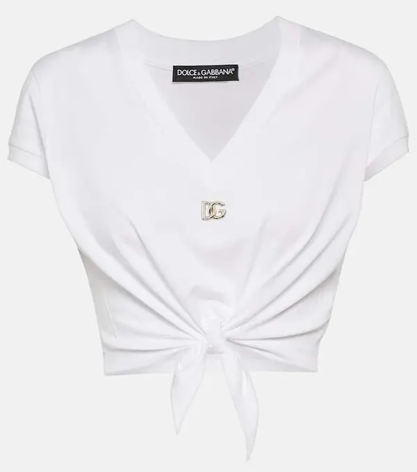 Dolce & Gabbana Dg Knot Cotton Jersey T-shirt - White