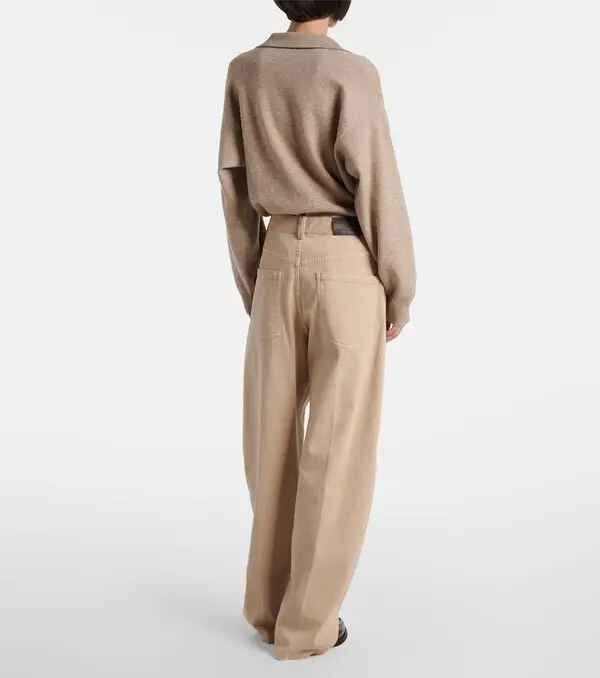 Brunello Cucinelli Mid-rise Wide Leg Jeans - Beige