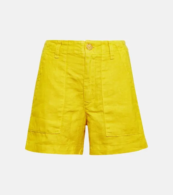 Velvet By Graham & Spencer Fallon Linen Shorts - Yellow