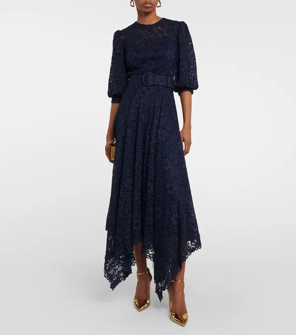 costarellos lace midi dress Marlena embroidered lace midi dress in pink - Costarellos