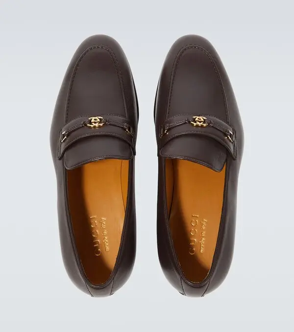 Gucci Interlocking G Leather Loafers - Brown | Editorialist display picture 2