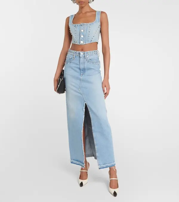 Alessandra Rich Denim Crop Top