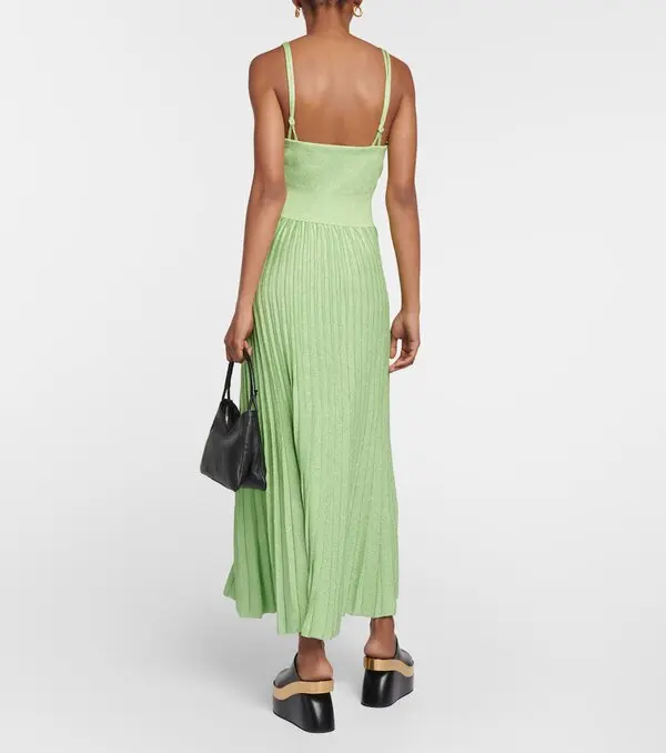 Proenza Schouler Pleated Metallic Knit Maxi Dress