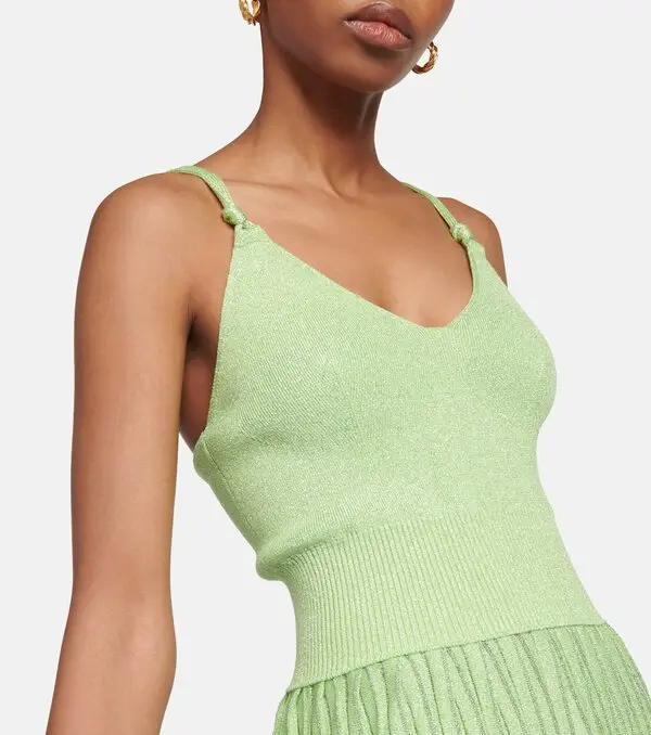 Proenza Schouler Pleated Metallic Knit Maxi Dress