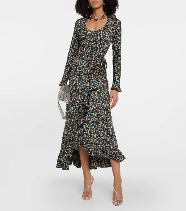 Rabanne Printed Wrap Midi Dress