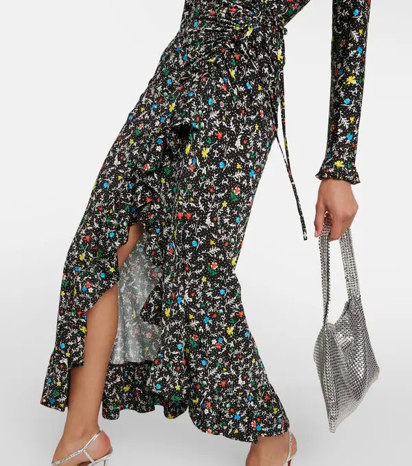 Rabanne Printed Wrap Midi Dress