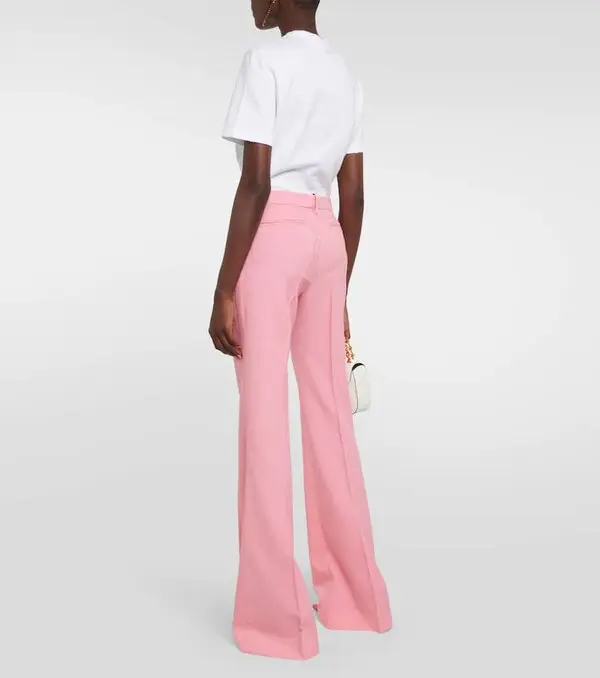 Versace Allover Flared Wool Pants - Pink