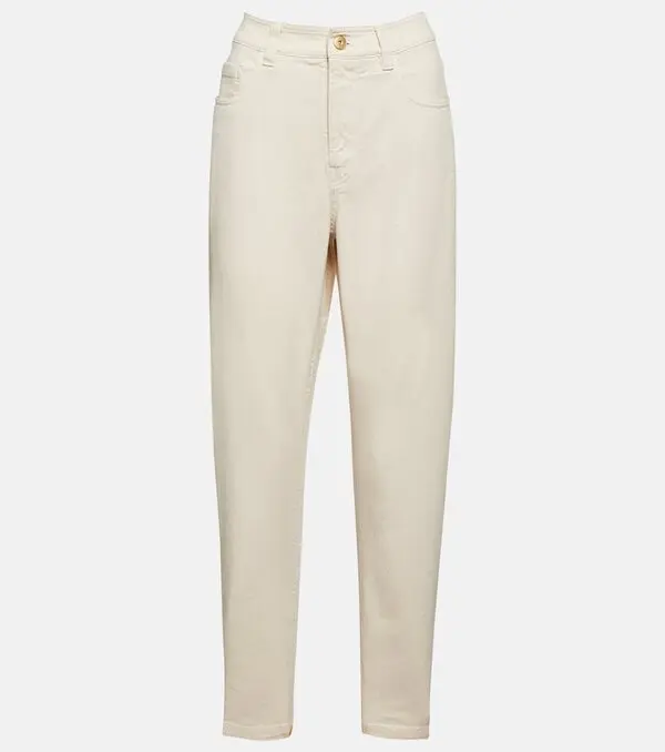 Brunello Cucinelli High-rise Cotton Pants - Beige