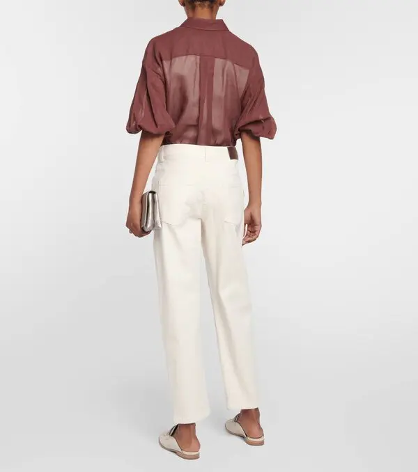 Brunello Cucinelli High-rise Cotton Pants - Beige