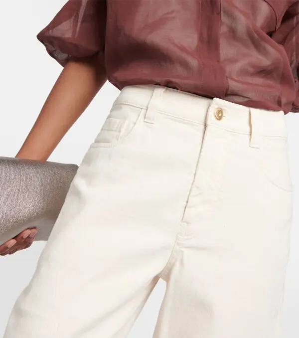 Brunello Cucinelli High-rise Cotton Pants - Beige
