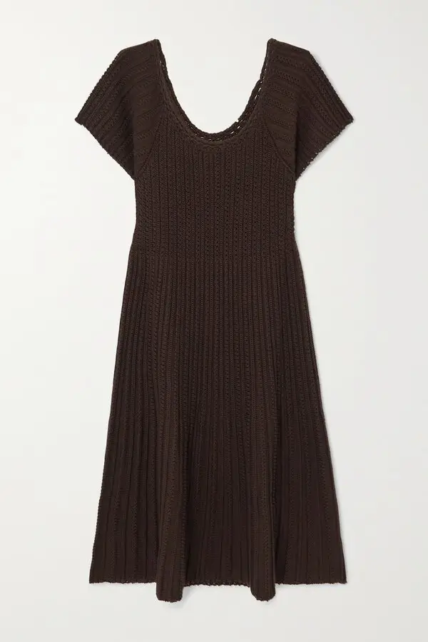 Loro Piana Castellana Crocheted Silk And Cotton-blend Dress - Brown