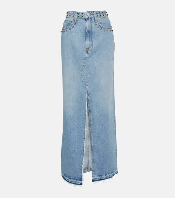 Alessandra Rich Studded Denim Maxi Skirt