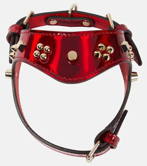 CHRISTIAN LOUBOUTIN Loubiharness Embellished Leather Dog Harness - Red