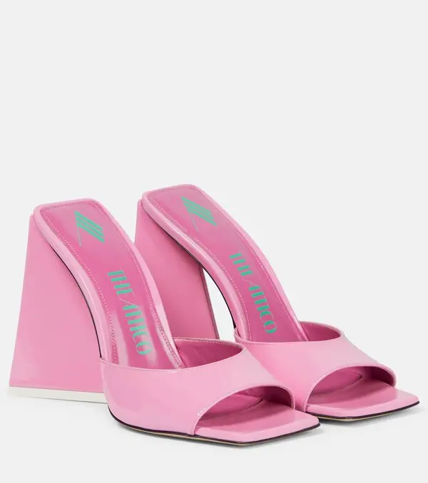 Attico Devon Patent Leather Mules - Pink