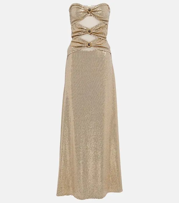 gold dresser tray CYNTHIA Crystal Off-Shoulder Cut Out Maxi Dress main image 1