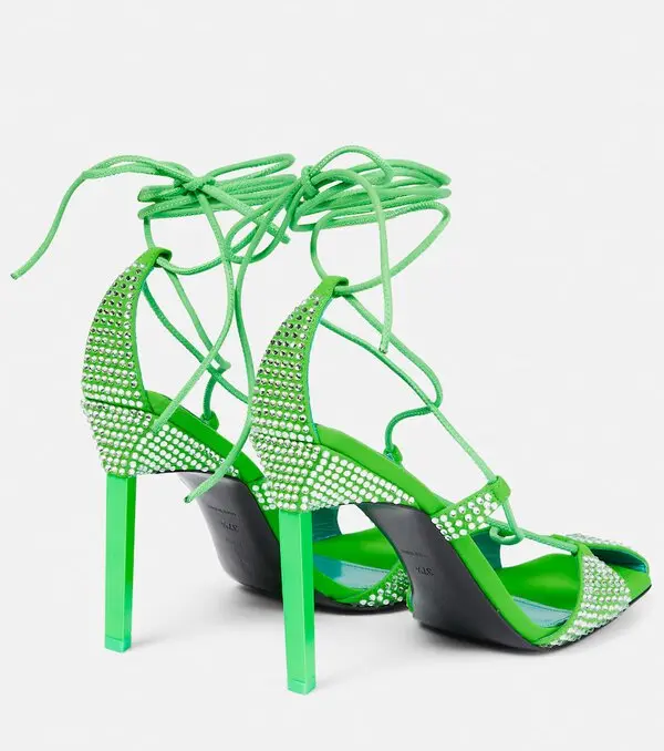 Attico Adele Crystal-embellished Sandals - Green