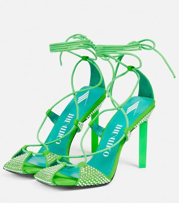 Attico Adele Crystal-embellished Sandals - Green