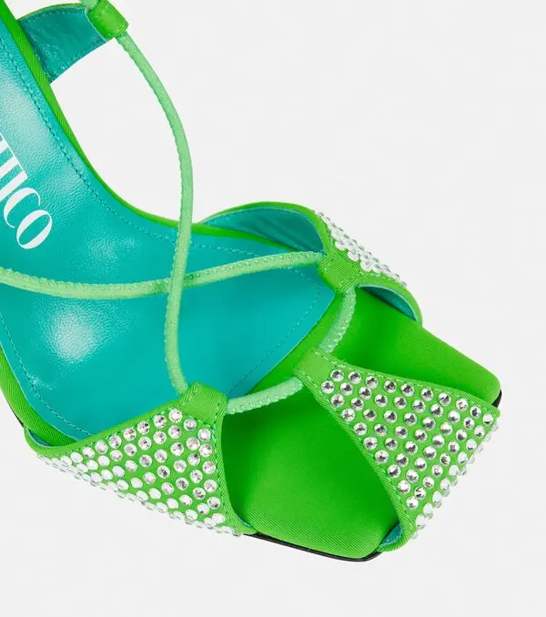 Attico Adele Crystal-embellished Sandals - Green