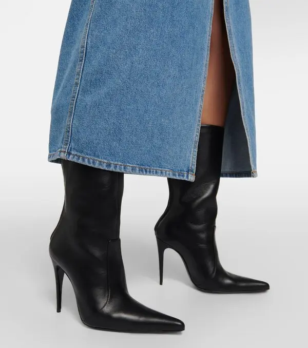 Magda Butrym Leather Pointed Toe Zip Up Stiletto Boots