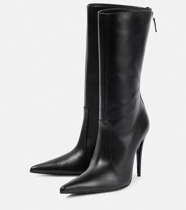 Magda Butrym Leather Pointed Toe Zip Up Stiletto Boots