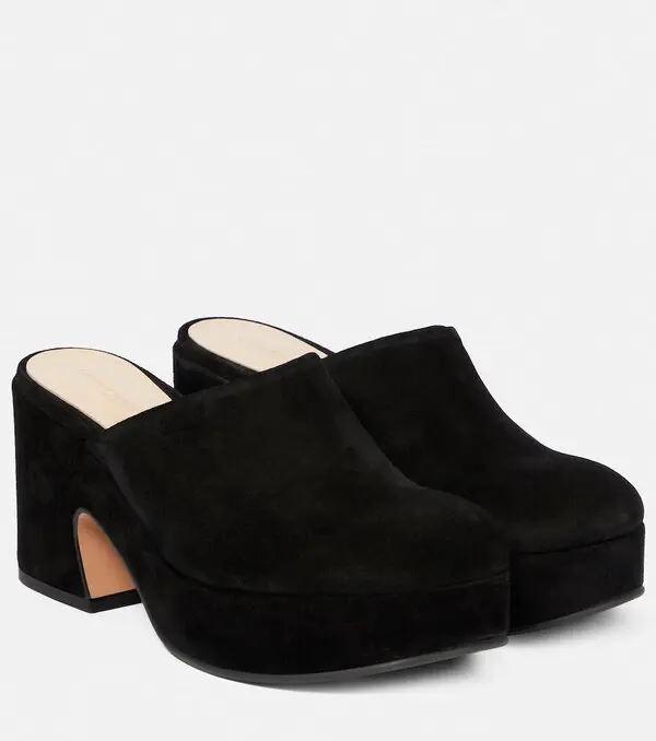 GIANVITO ROSSI Suede Platform Clogs - Black