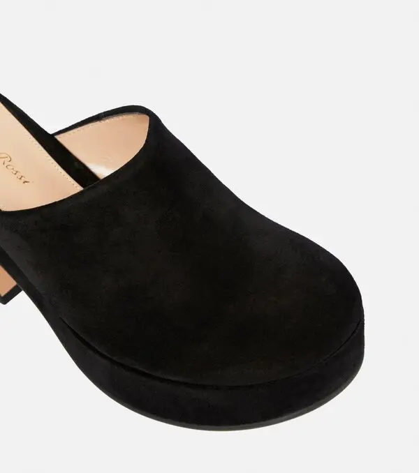 GIANVITO ROSSI Lyss Suede Platform Clogs - Black