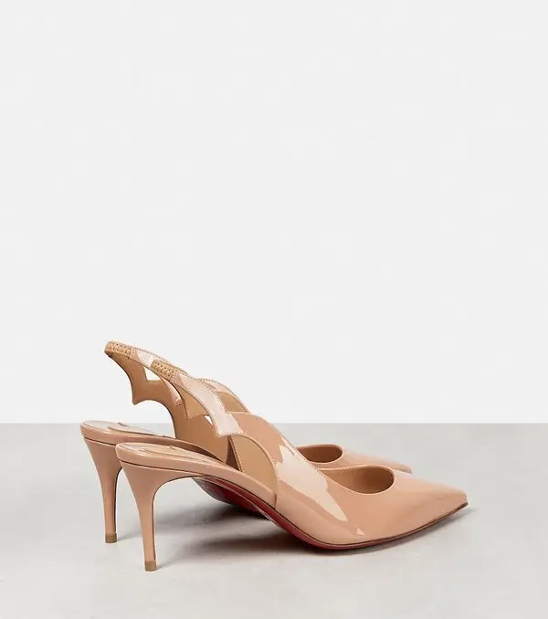 CHRISTIAN LOUBOUTIN Patent Leather Slingback Pumps - Beige