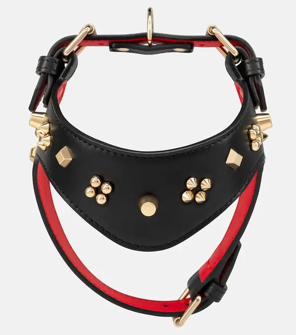 CHRISTIAN LOUBOUTIN Loubiharness Embellished Leather Dog Harness - Black