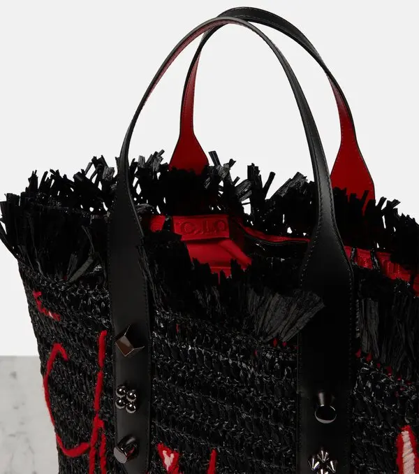 CHRISTIAN LOUBOUTIN Frangibus Medium Embroidered Raffia Tote Bag