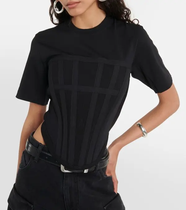 DION LEE Corset Cotton Jersey T-shirt