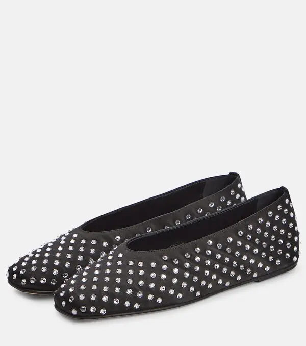 Magda Butrym Embellished Satin Ballet Flats - Black