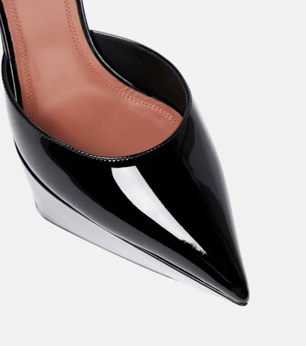 Amina Muaddi Angelica Patent Leather Platform Pumps - Black