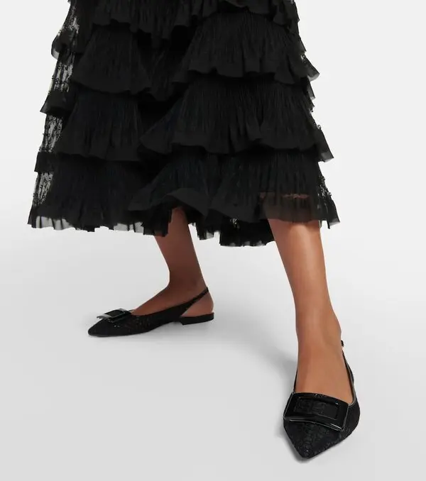 ROGER VIVIER Gommettine Net Slingback Flats