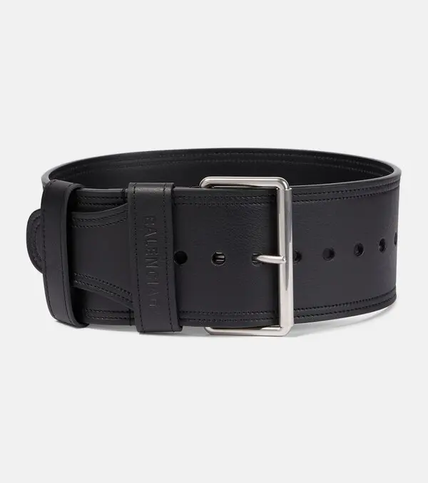 Balenciaga Force Leather Belt - Black
