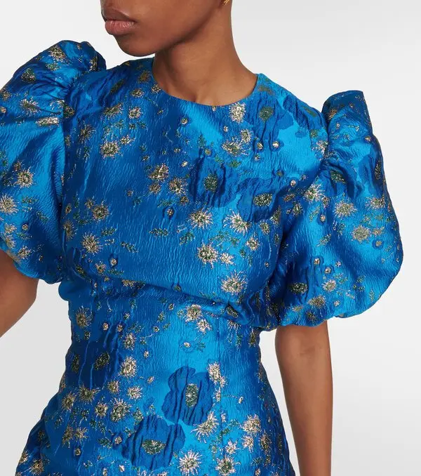 ganni blue organza dress GANNI Blue Floral Dress