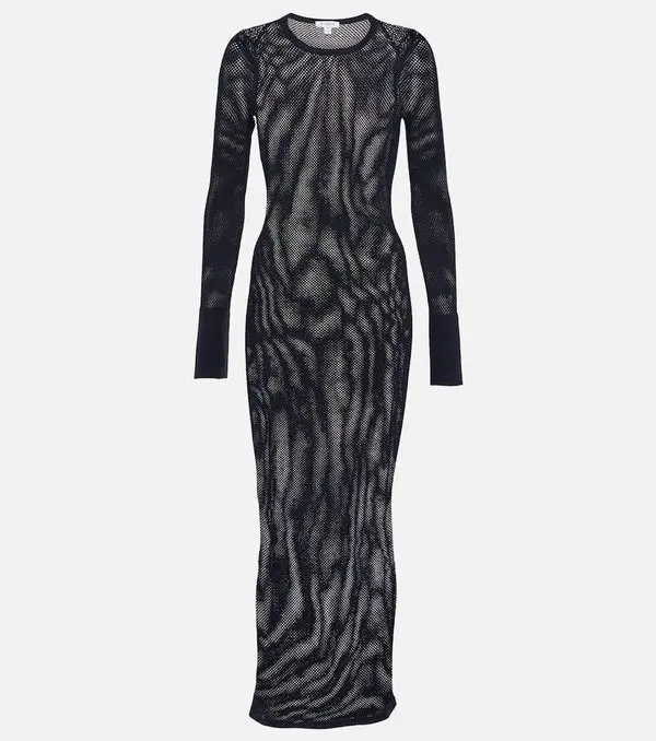 sachin and babi light blue dress 1998 Azzedine Alaia Black Knit Hourglass Halter Bias-Cut Trained Gown
