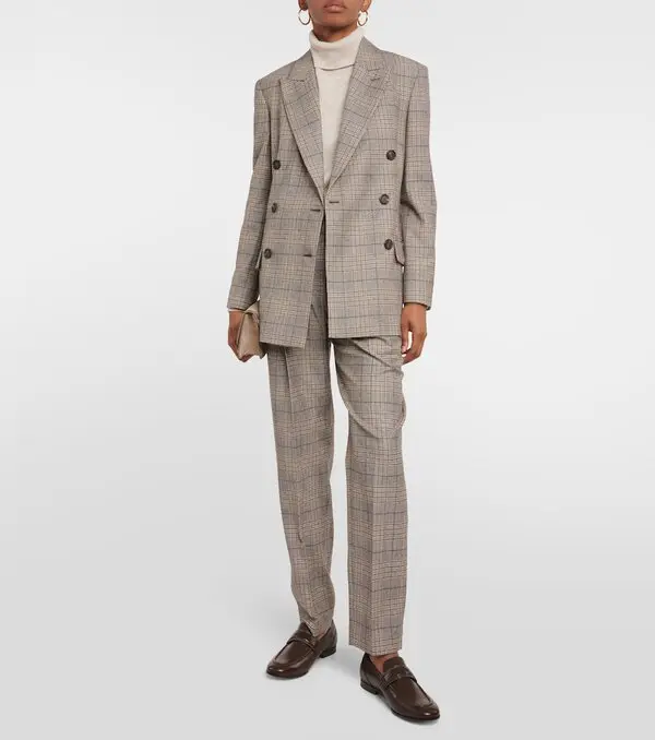 Brunello Cucinelli Checked Wool-blend Trousers