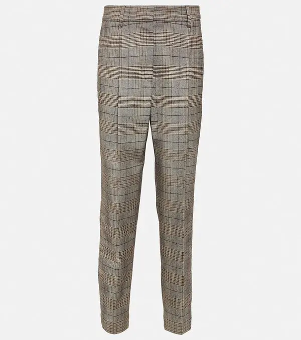 Brunello Cucinelli Checked Wool-blend Trousers - Multicoloured