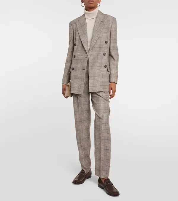 Brunello Cucinelli Checked Wool-blend Trousers