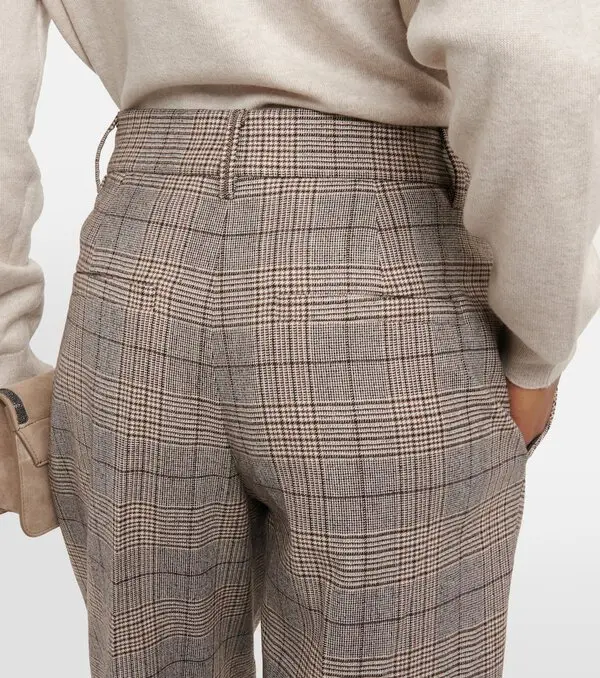 Brunello Cucinelli Checked Wool-blend Trousers