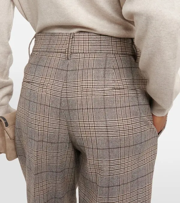 Brunello Cucinelli Checked Wool-blend Trousers