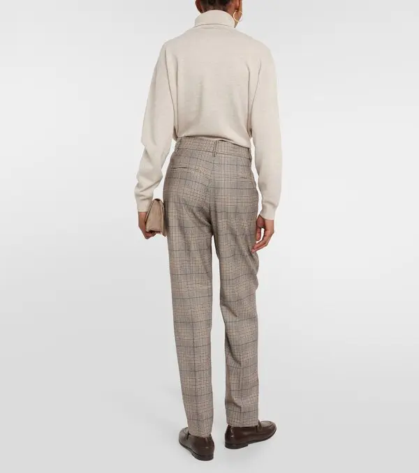 Brunello Cucinelli Checked Wool-blend Trousers